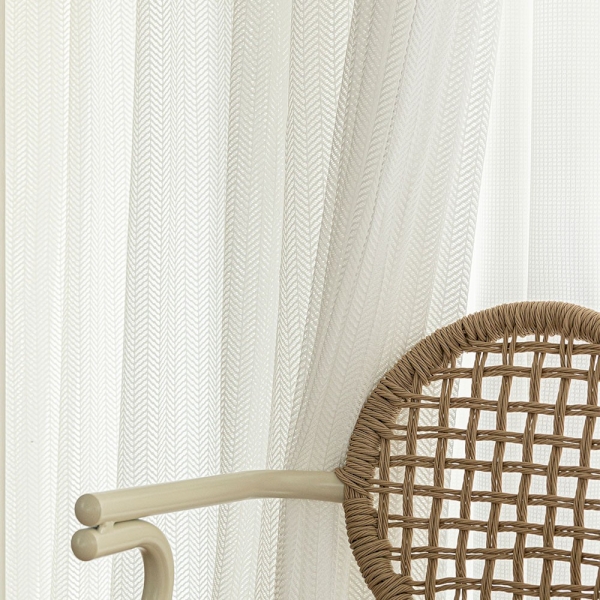 V-patterned White Sheers