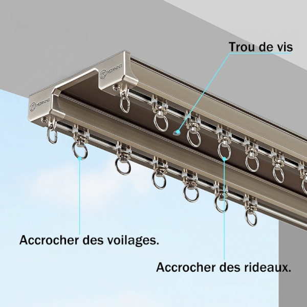 Rail à Rideau Double, Rail Rideau Plafond, Design Silencieux, Rails de ...