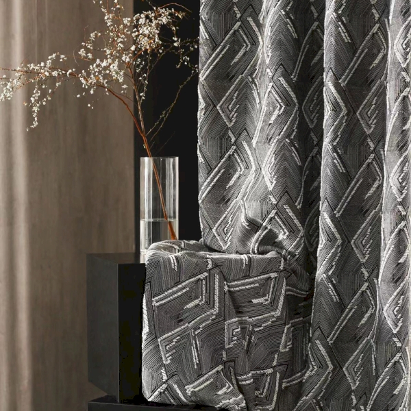 Custom Modern Curtains, Geometric Embossed Pattern